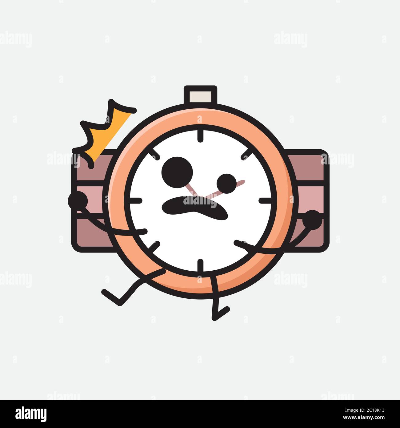An illustration of Cute Hand Watch Mascot Vector Character in Flat ...