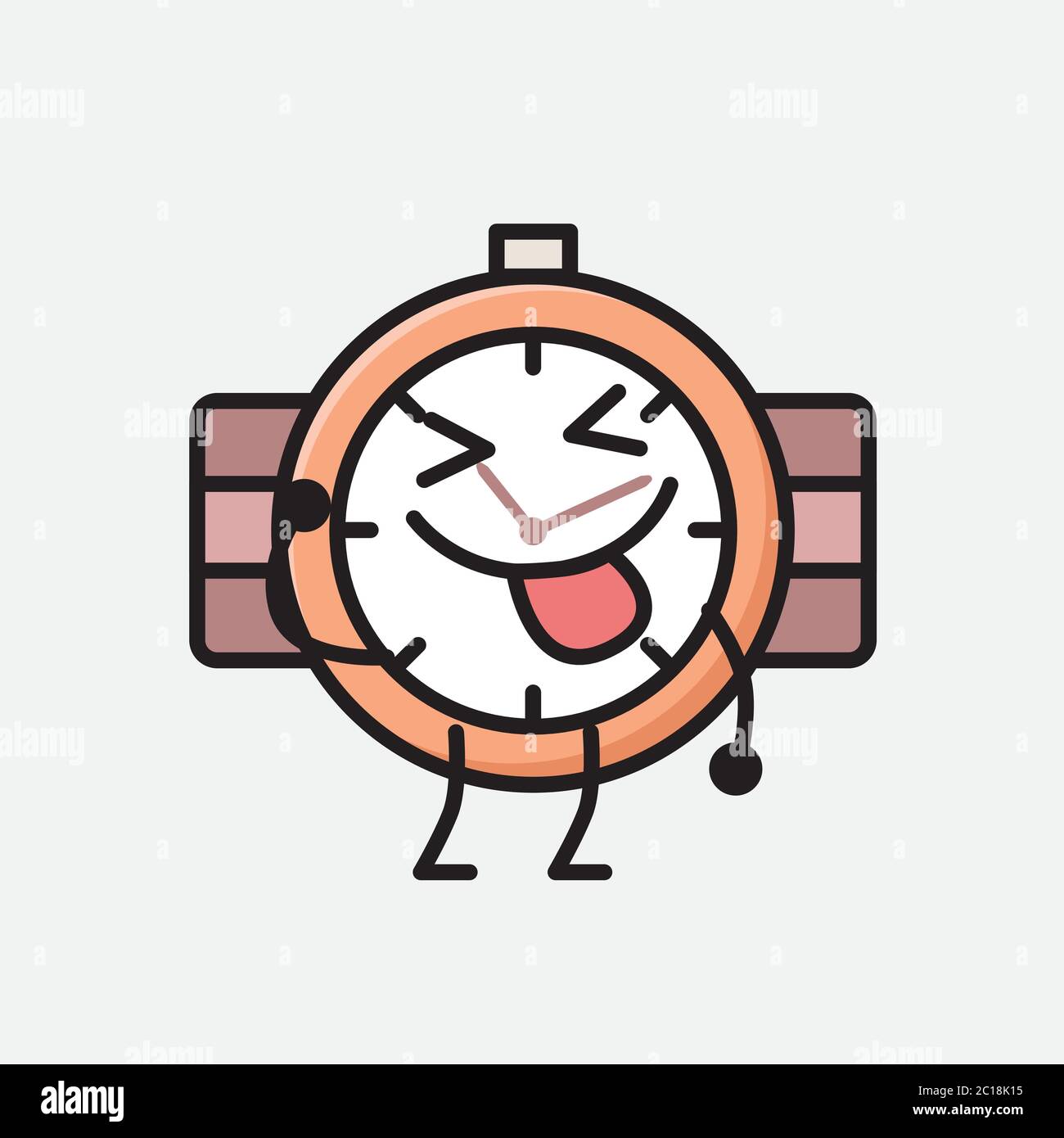 An illustration of Cute Hand Watch Mascot Vector Character in Flat ...