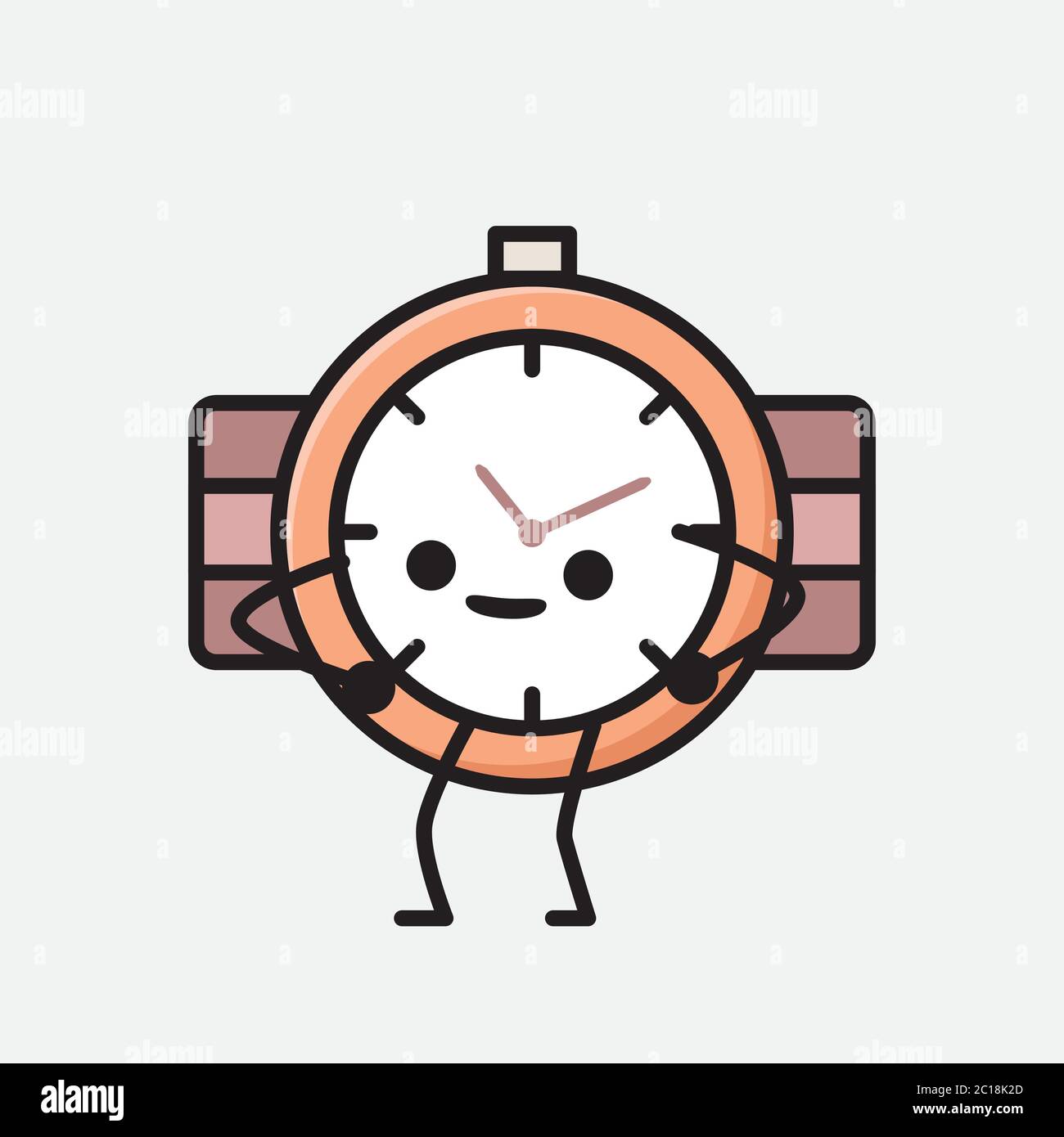 An illustration of Cute Hand Watch Mascot Vector Character in Flat ...