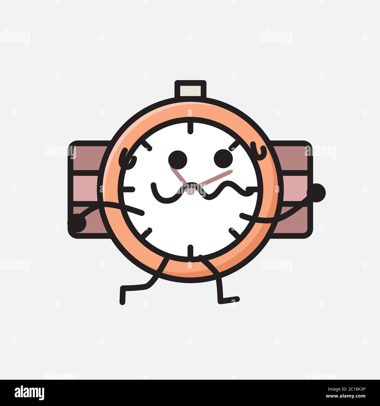 An illustration of Cute Hand Watch Mascot Vector Character in Flat ...