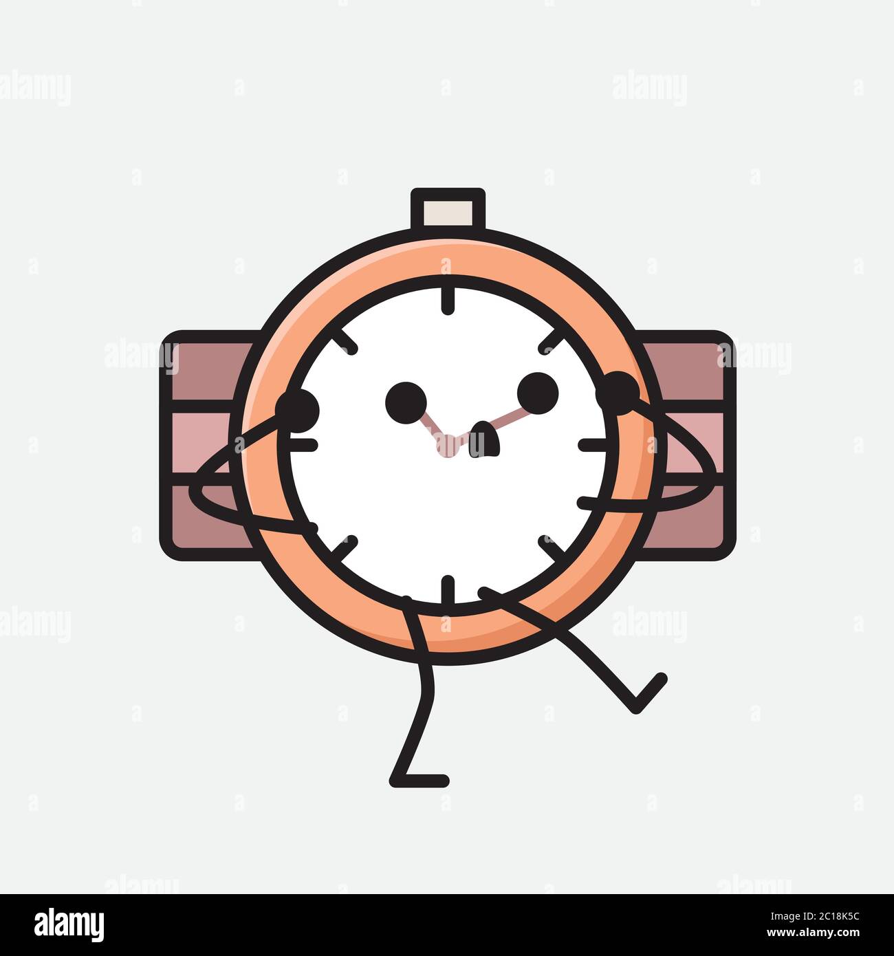 An illustration of Cute Hand Watch Mascot Vector Character in Flat ...