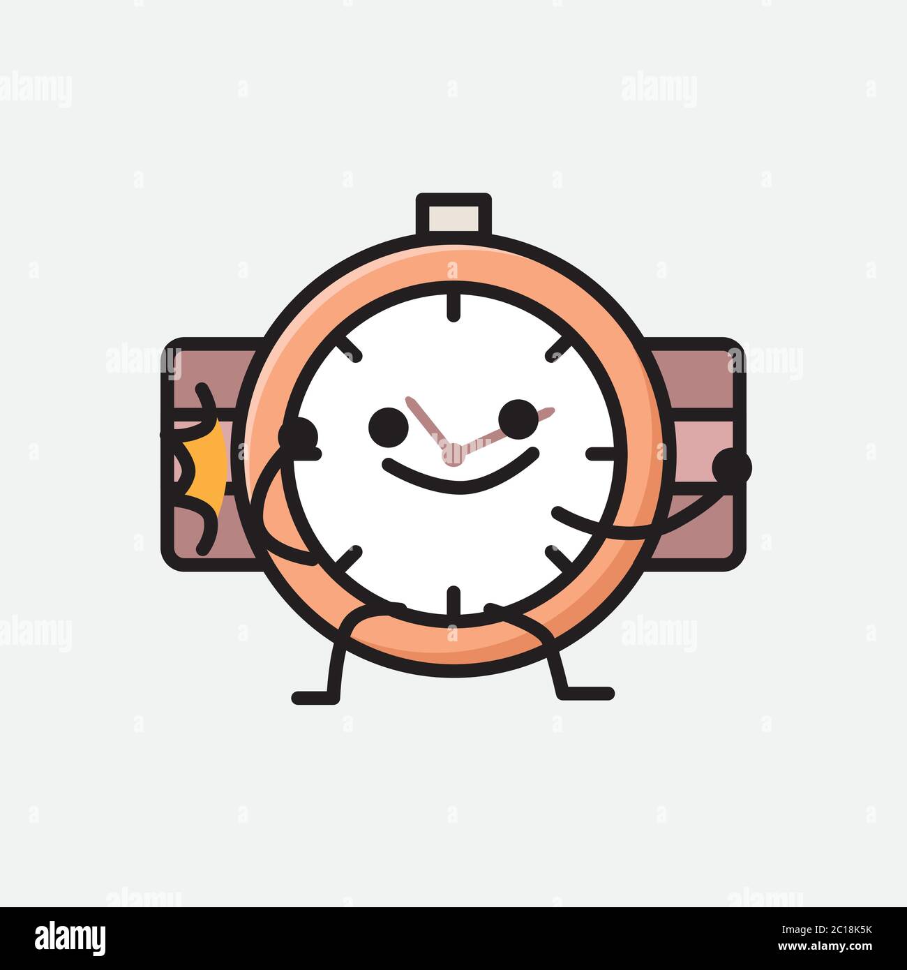 An illustration of Cute Hand Watch Mascot Vector Character in Flat ...