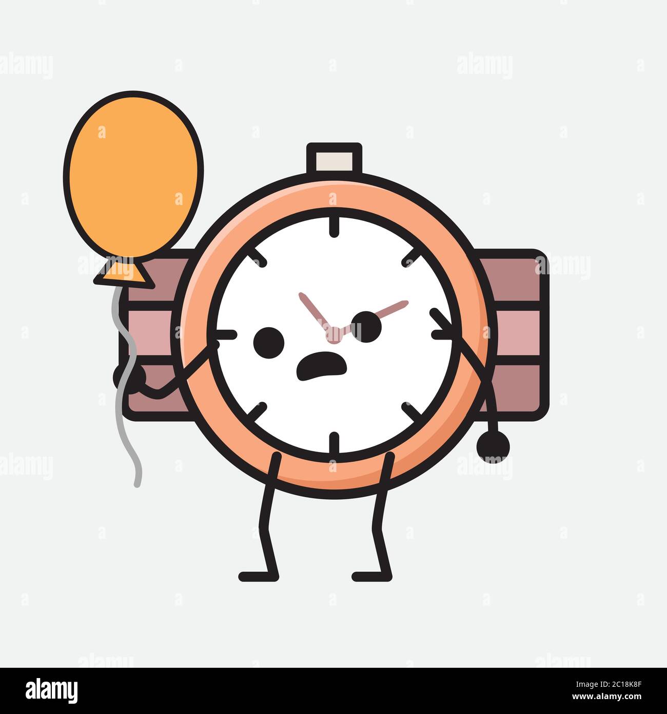 An illustration of Cute Hand Watch Mascot Vector Character in Flat ...