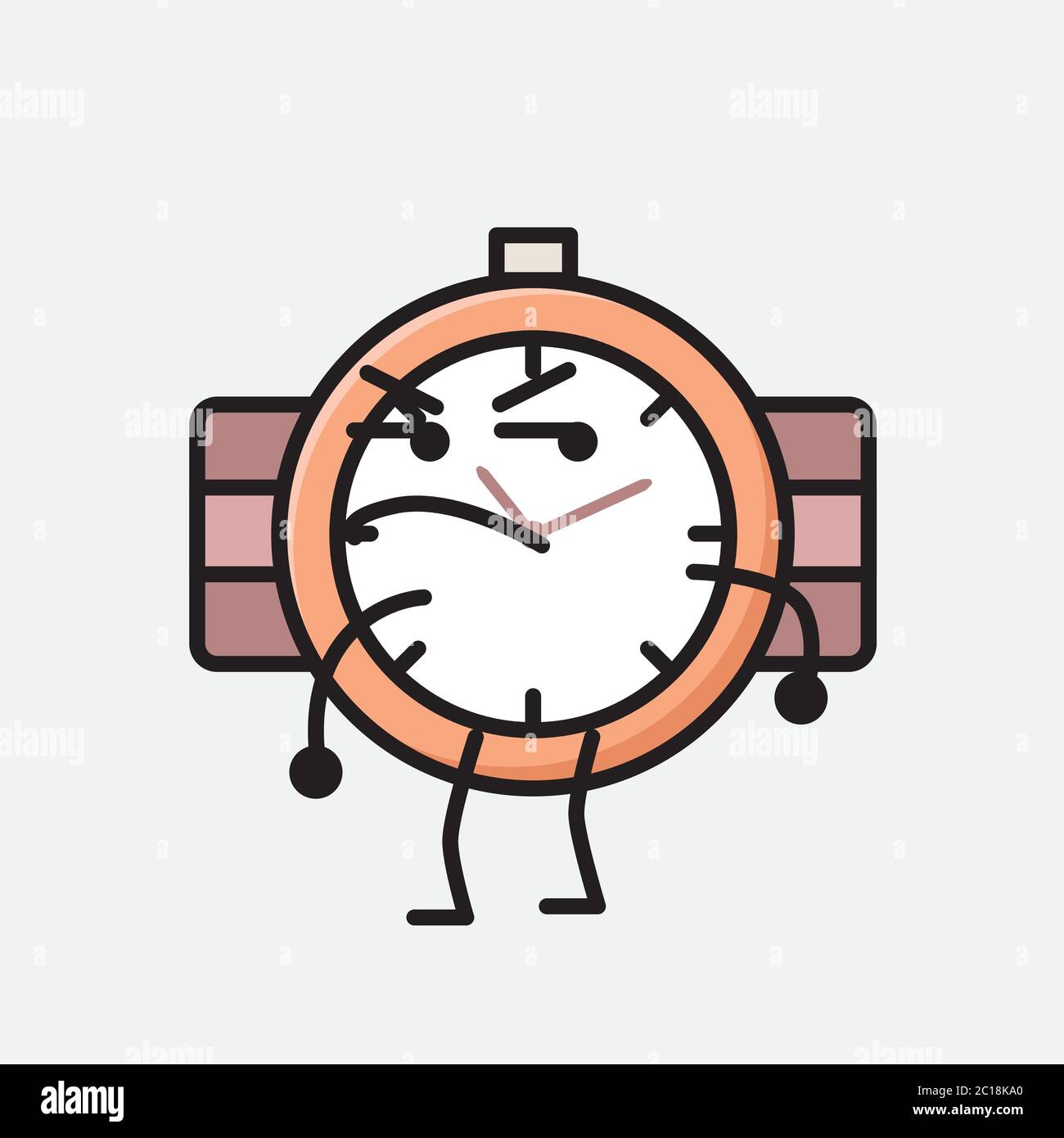 An illustration of Cute Hand Watch Mascot Vector Character in Flat ...
