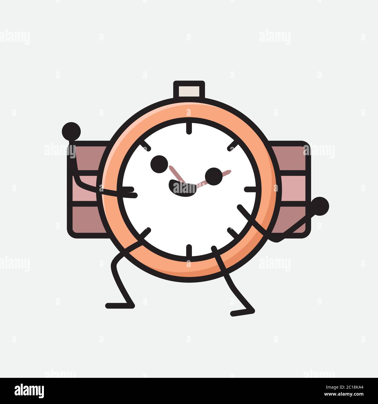 An illustration of Cute Hand Watch Mascot Vector Character in Flat ...