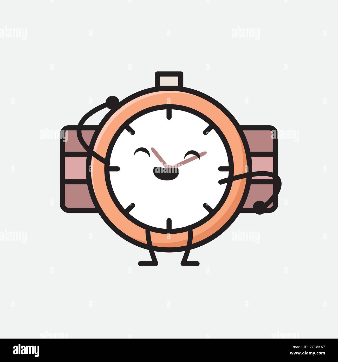 An illustration of Cute Hand Watch Mascot Vector Character in Flat ...