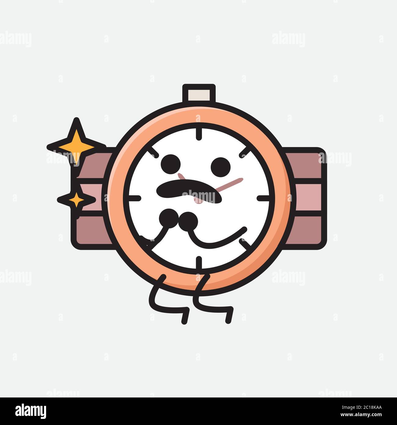 An illustration of Cute Hand Watch Mascot Vector Character in Flat ...