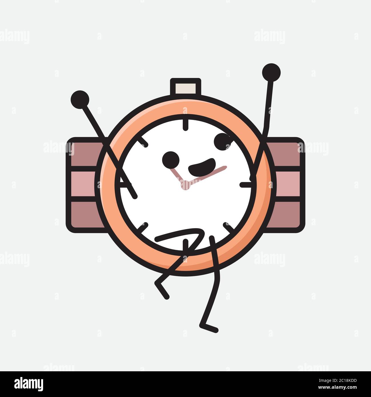 An illustration of Cute Hand Watch Mascot Vector Character in Flat ...
