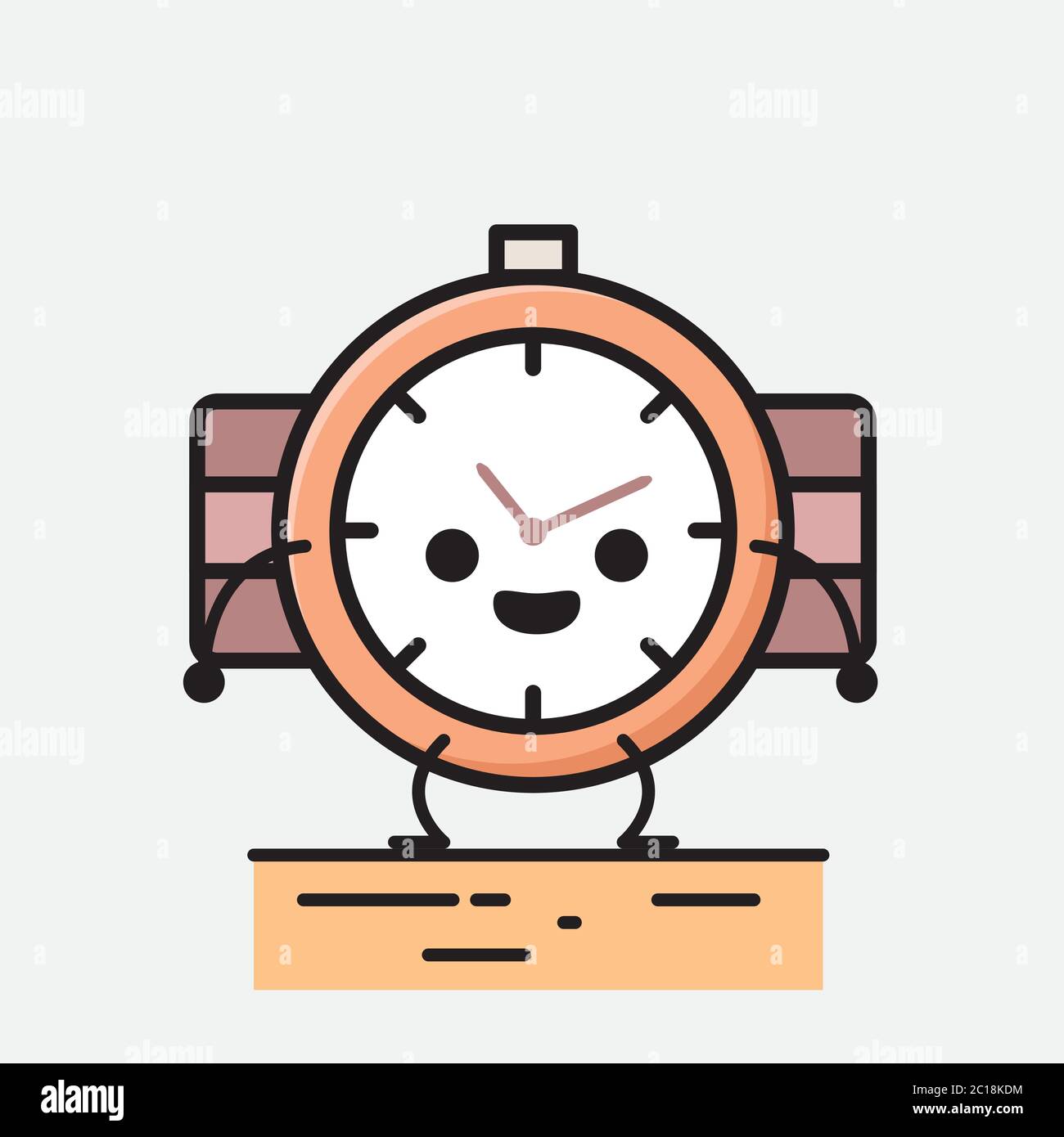 An illustration of Cute Hand Watch Mascot Vector Character in Flat ...