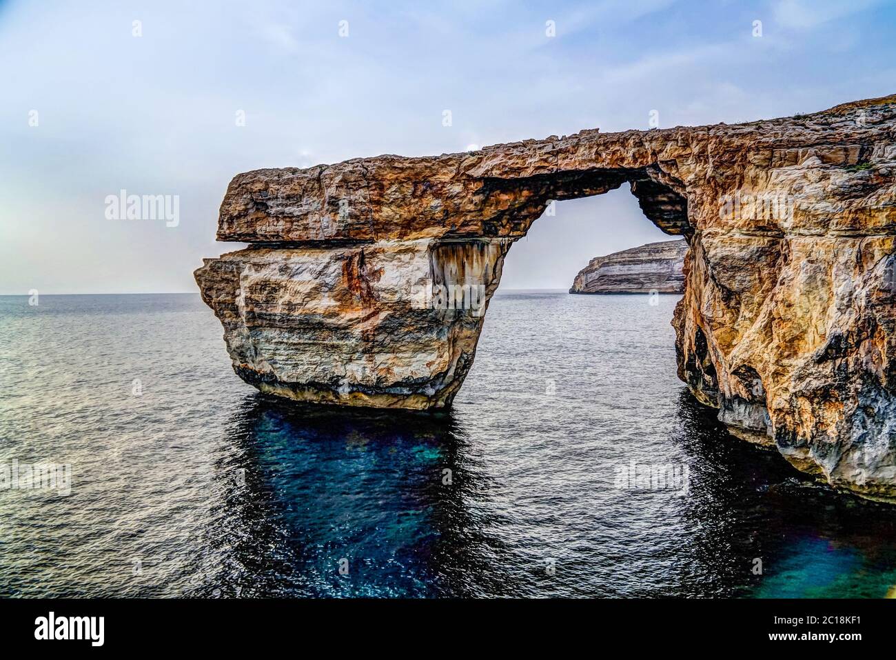 Sea view to Azure window natural arch, Gozo island Malta Stock Photo ...