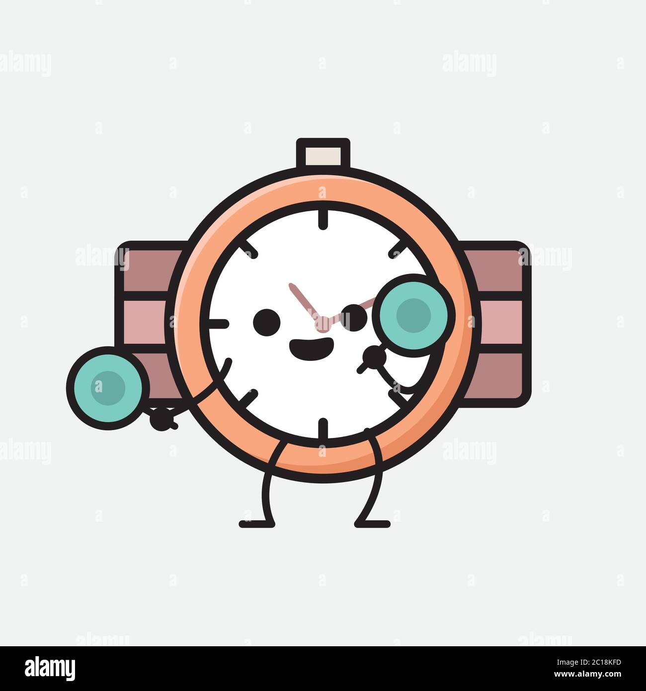 An illustration of Cute Hand Watch Mascot Vector Character in Flat ...