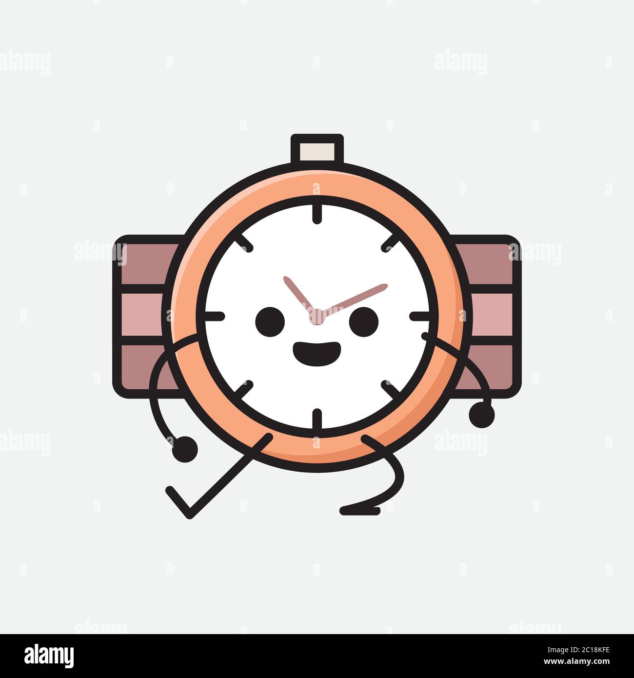 An illustration of Cute Hand Watch Mascot Vector Character in Flat ...