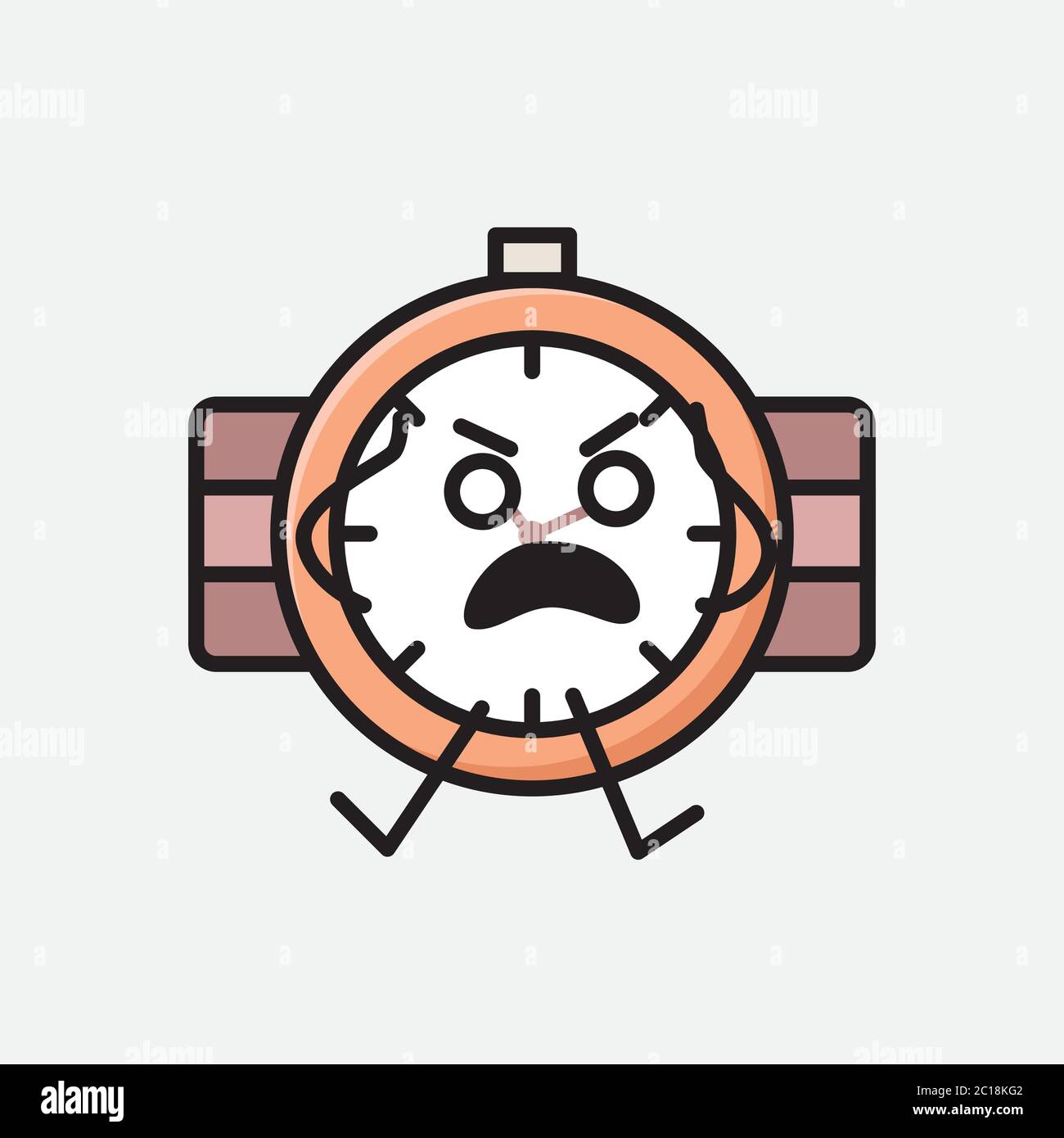 An illustration of Cute Hand Watch Mascot Vector Character in Flat ...