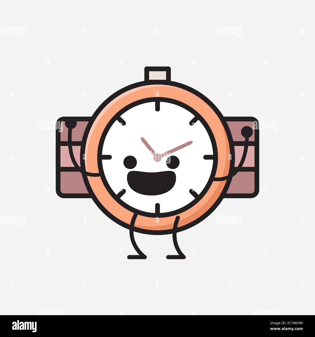 An illustration of Cute Hand Watch Mascot Vector Character in Flat ...