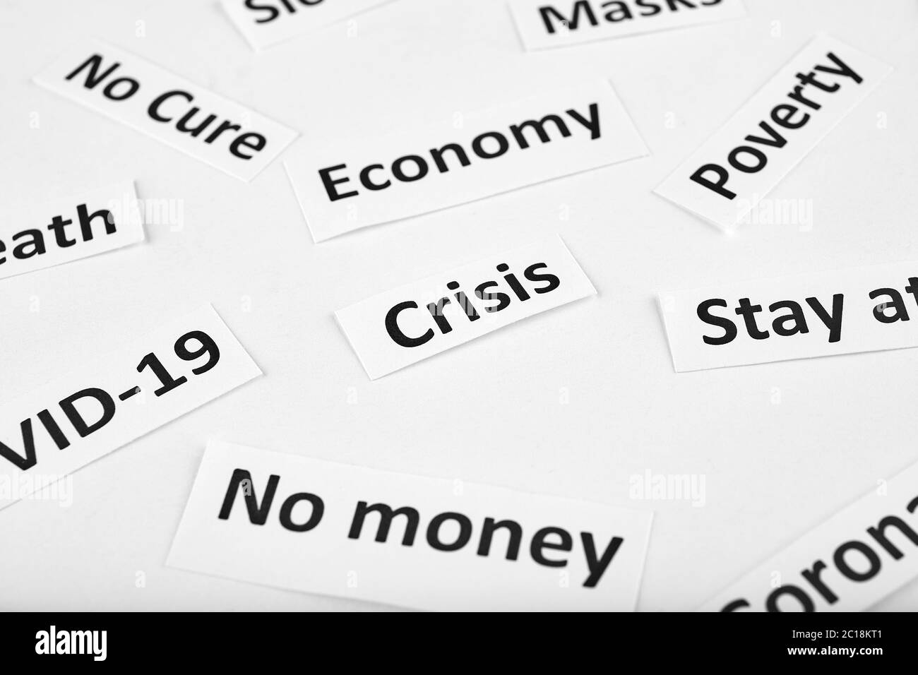 Coronavirus, COVID-19, SARS-CoV-2 newspaper headline clippings on white ...