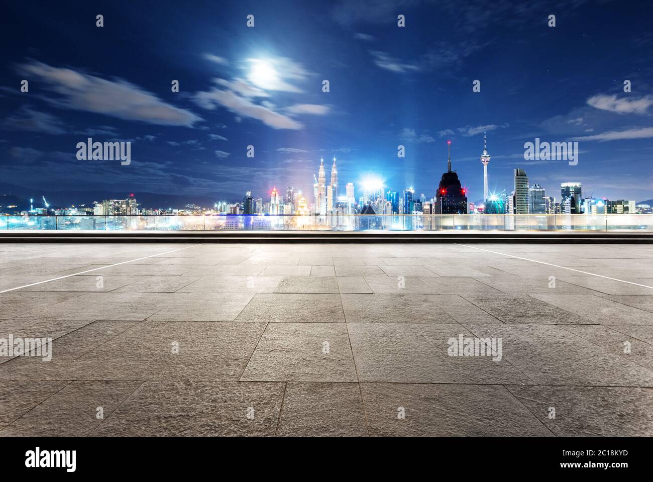 empty marble floor with cityscape of modern city Stock Photo - Alamy