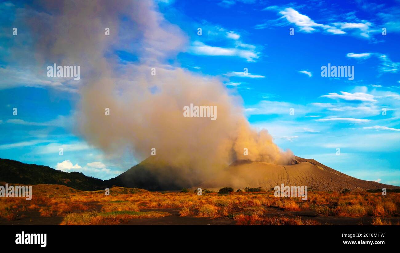 Eruption of Tavurvur volcano, Rabaul, New Britain island, Papua New ...