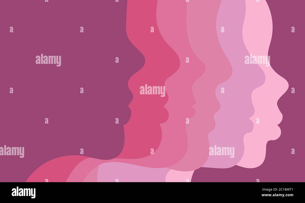 female profiles on gradient colors background vector illustration ...