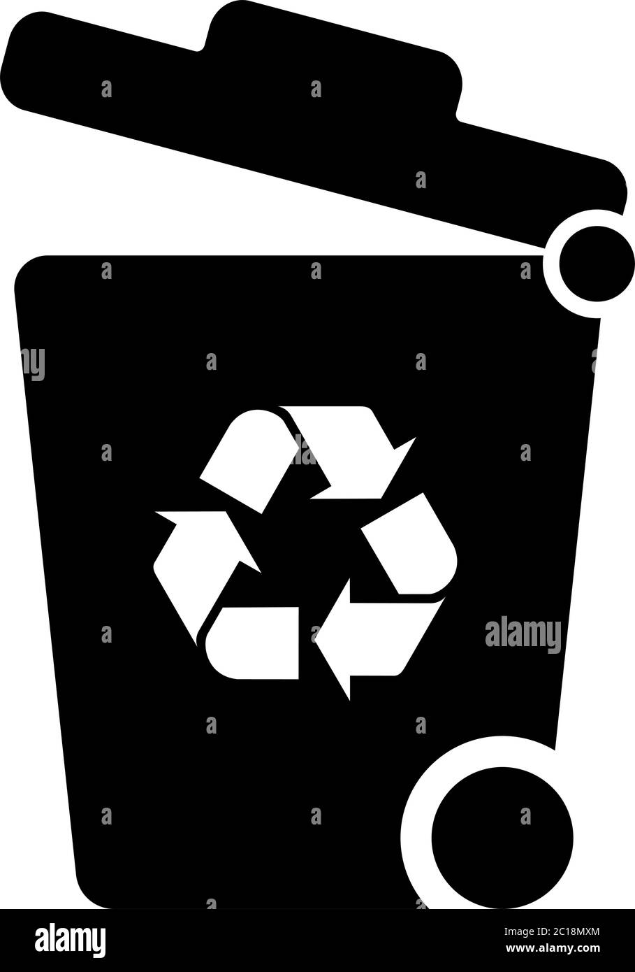 Recycle Bin Icon In Flat Style Vector For Apps, UI, Websites. Black ...