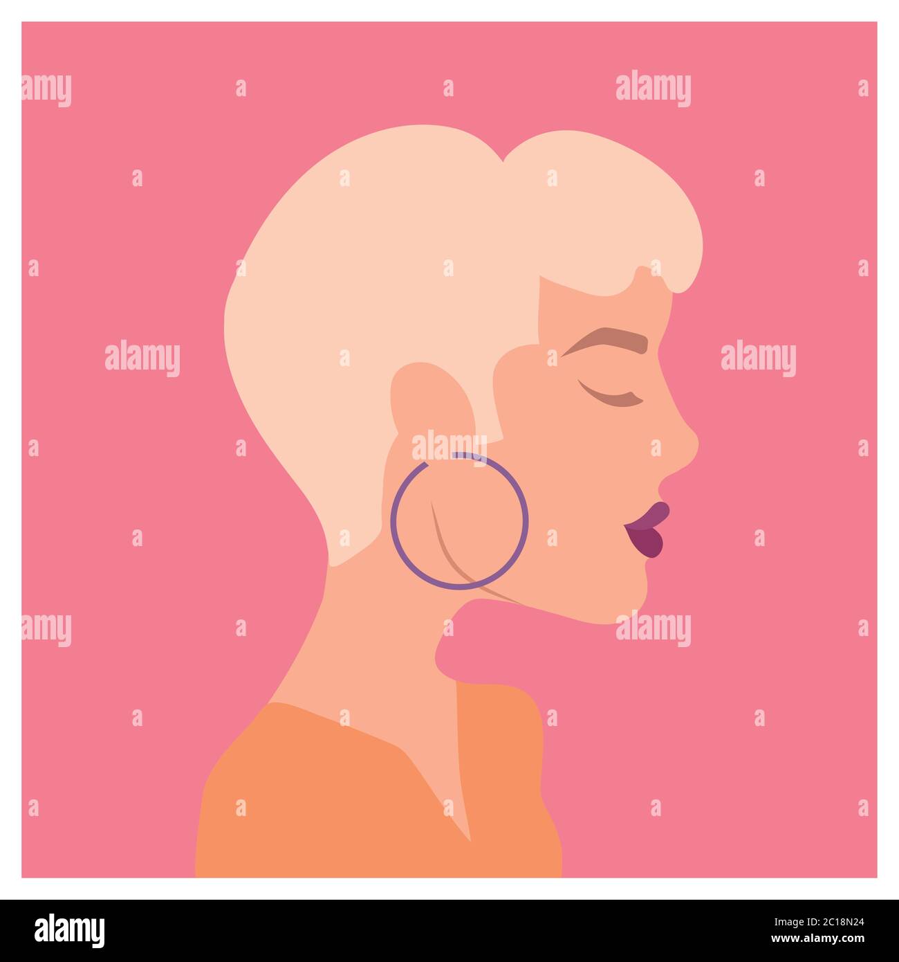 beautiful portrait of woman, attractive female vector illustration ...