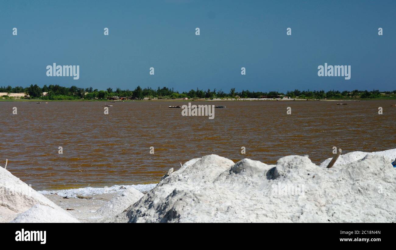Salt mining in Rose Lake Dakar Senegal Stock Photo - Alamy