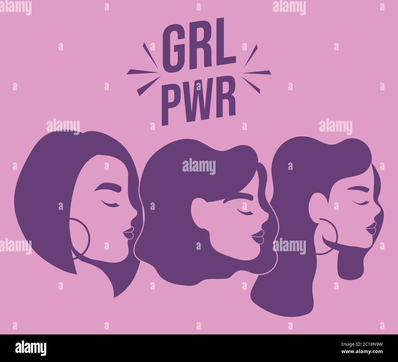 label girl in power with portraits of beautiful women vector ...