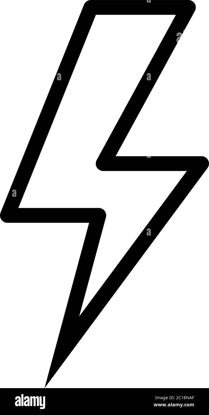 Thunderbolt Line Icon In Flat Style Vector For Apps, UI, Websites ...