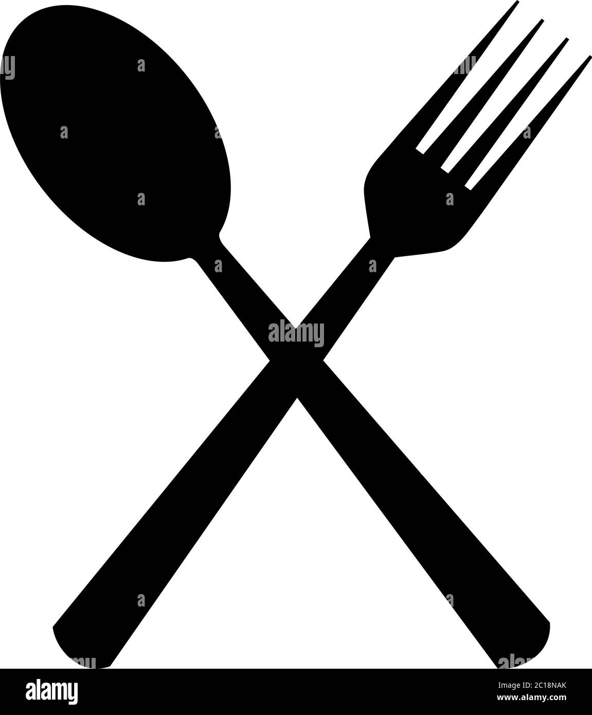 Spoon & Fork Icon In Flat Style Vector For Apps, UI, Websites. Black ...
