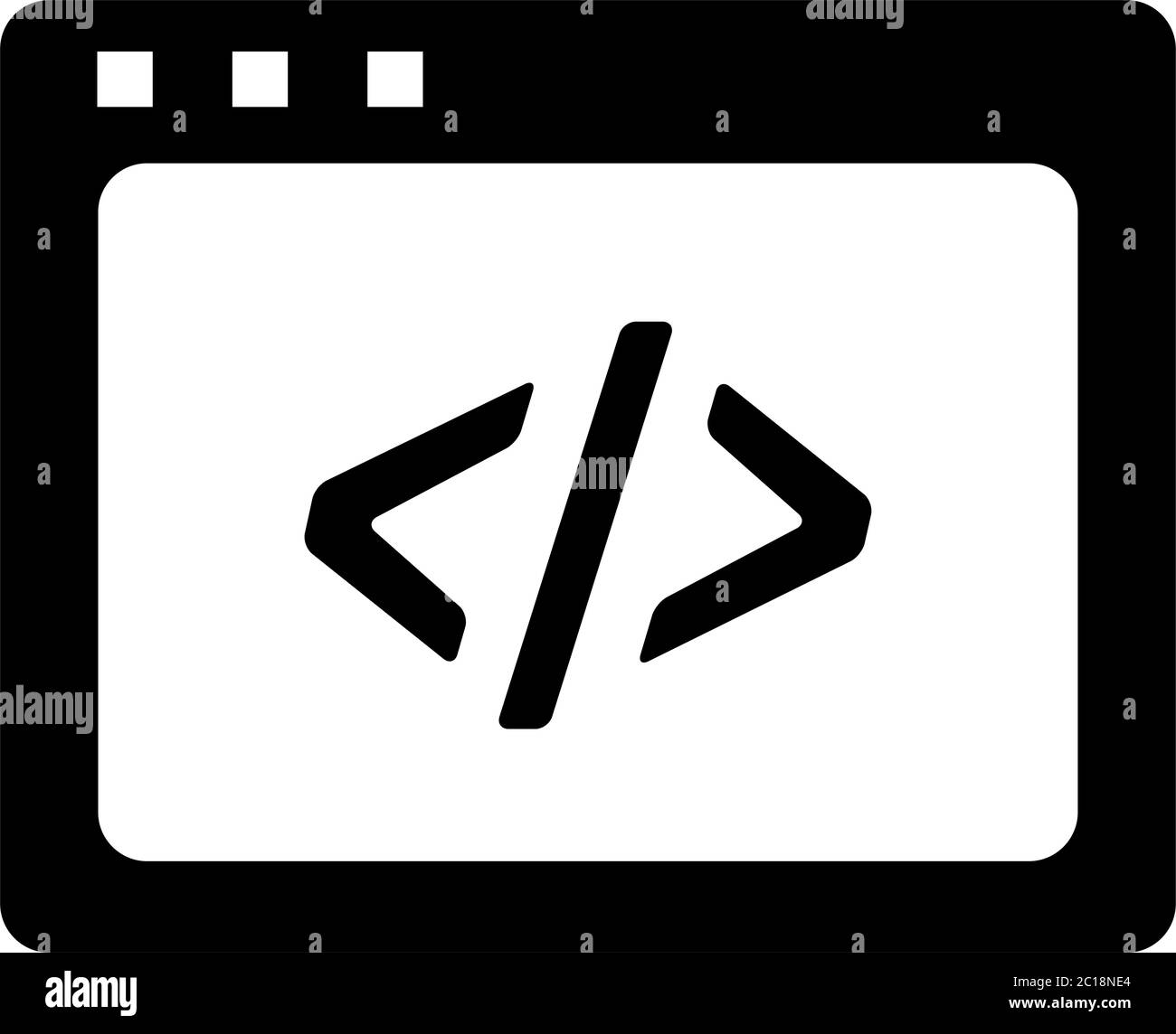 Web Page Code Icon In Flat Style Vector For Apps, UI, Websites. Black ...