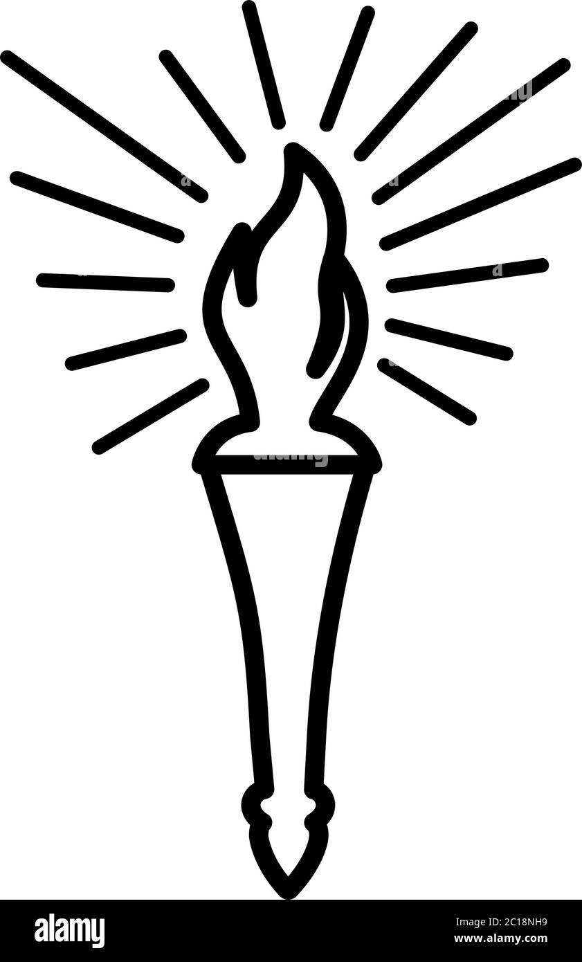 Torch Line Icon In Flat Style Vector For Apps, UI, Websites. Black Icon ...