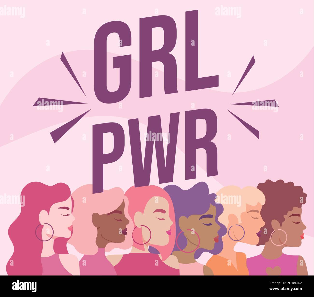 label girl in power with portraits of beautiful women vector ...