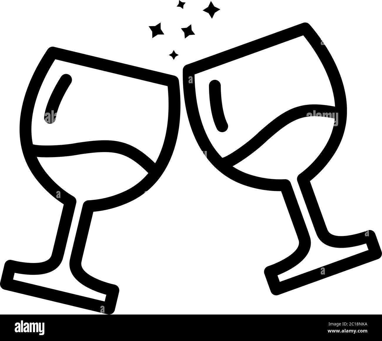 Wine Glasses Toast Line Icon In Flat Style Vector For Apps, UI ...