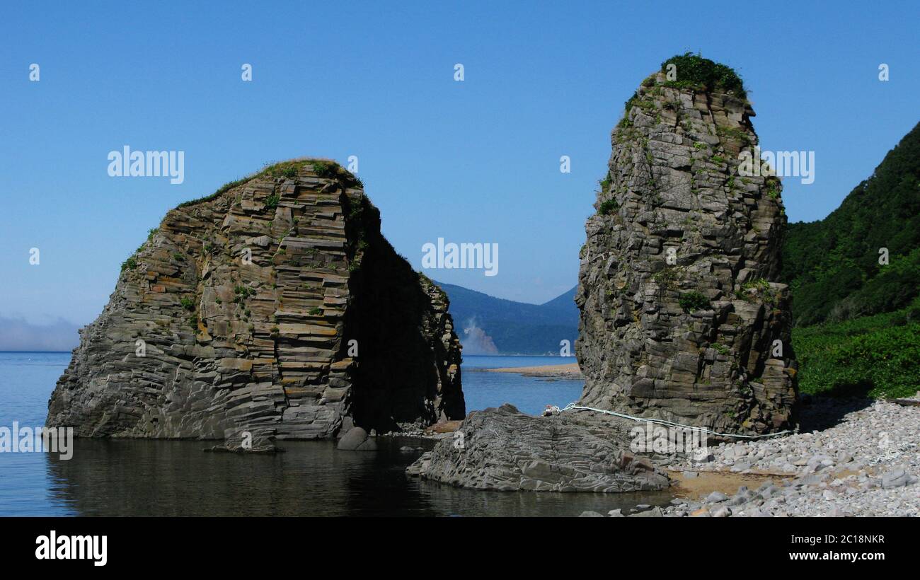 Natural gate in cape Stolbchatiy Stock Photo - Alamy