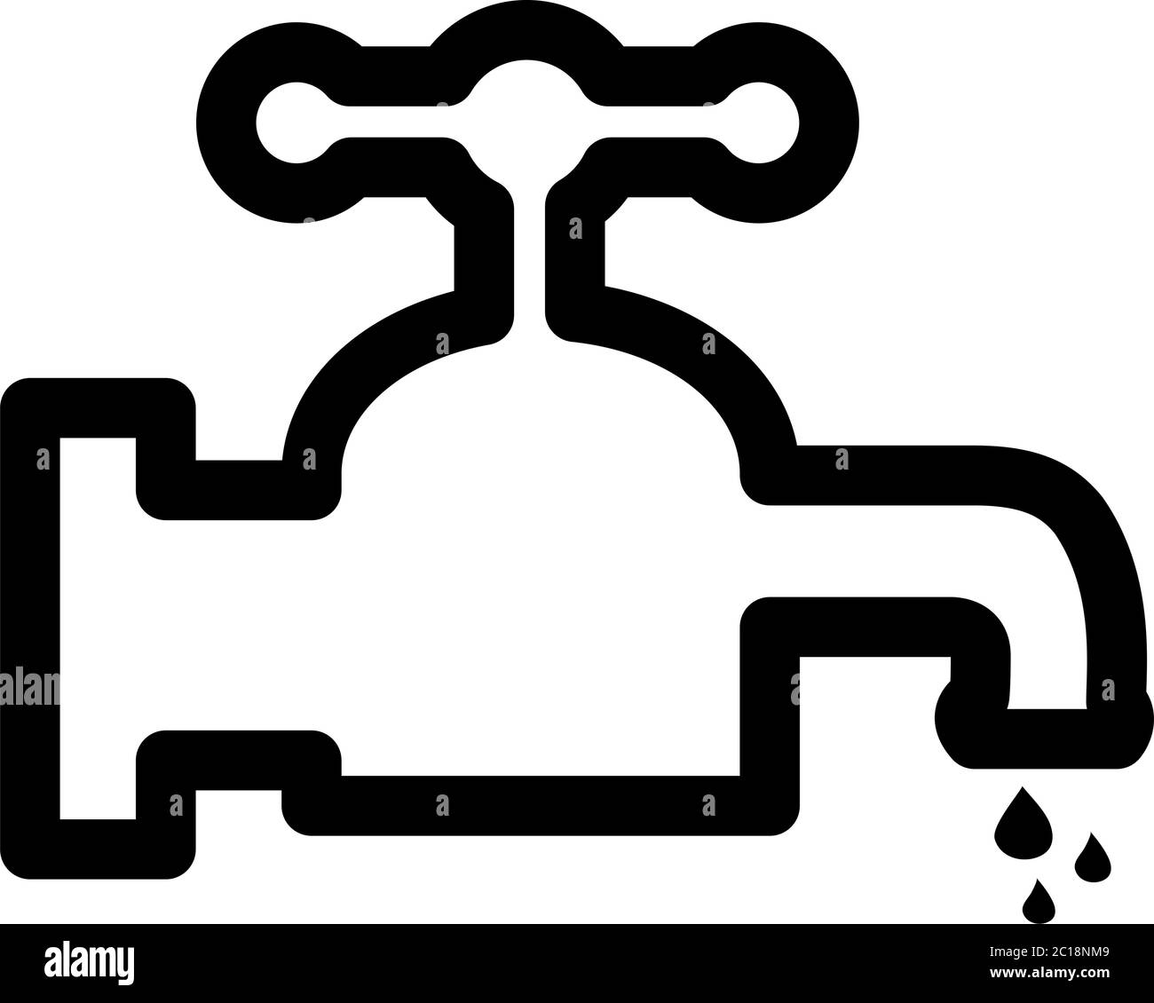 Water Tap Line Icon In Flat Style Vector For Apps, UI, Websites. Black ...