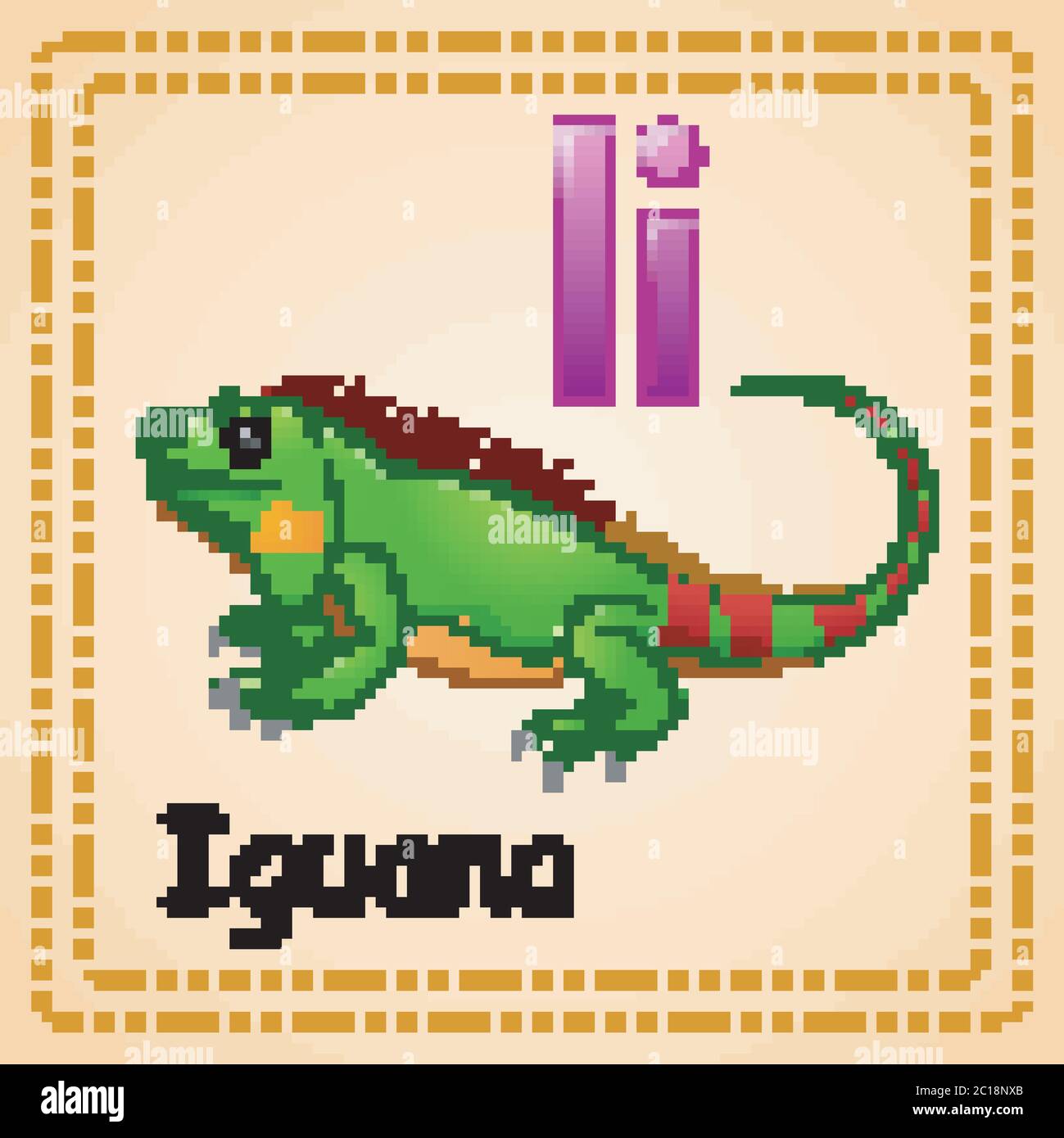 Vector illustration of Animals alphabet: I is for Iguana Stock Vector ...
