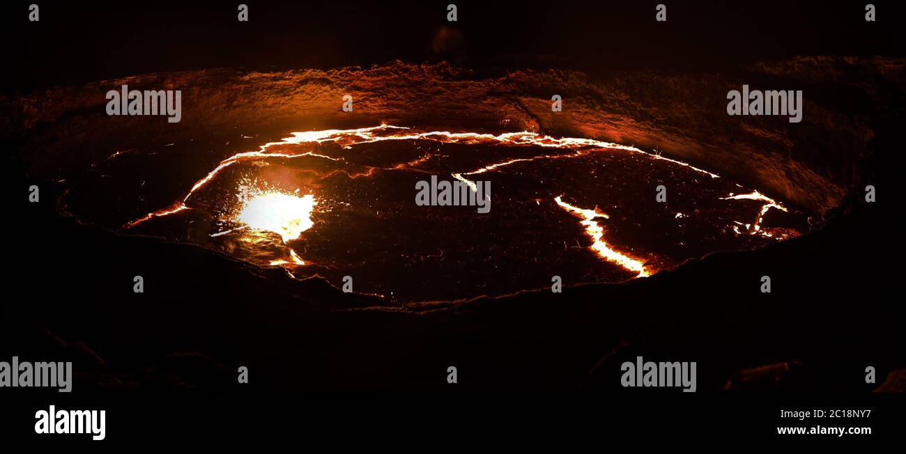 Erta Ale volcano crater, melting lava, Danakil depression, Ethiopia ...