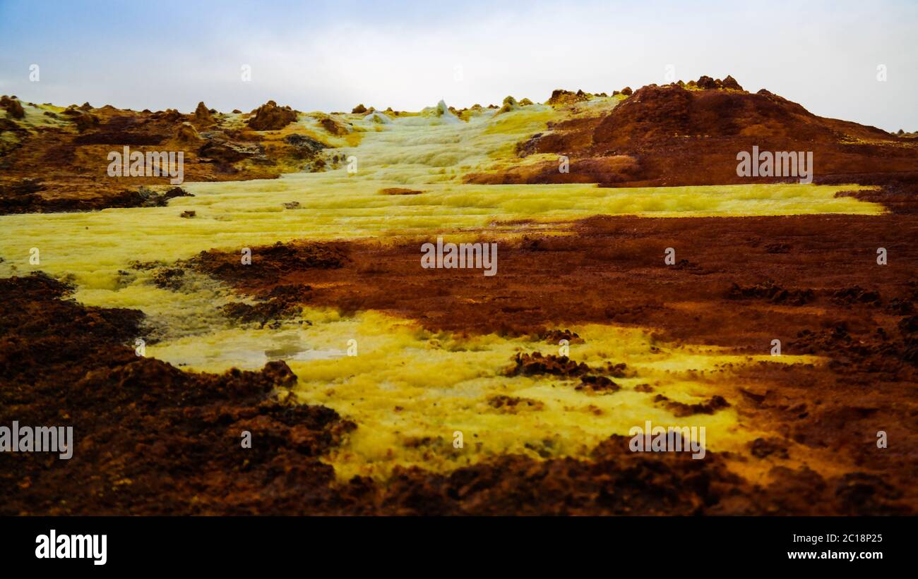 Panorama inside Dallol volcanic crater in Danakil depression, Afar ...