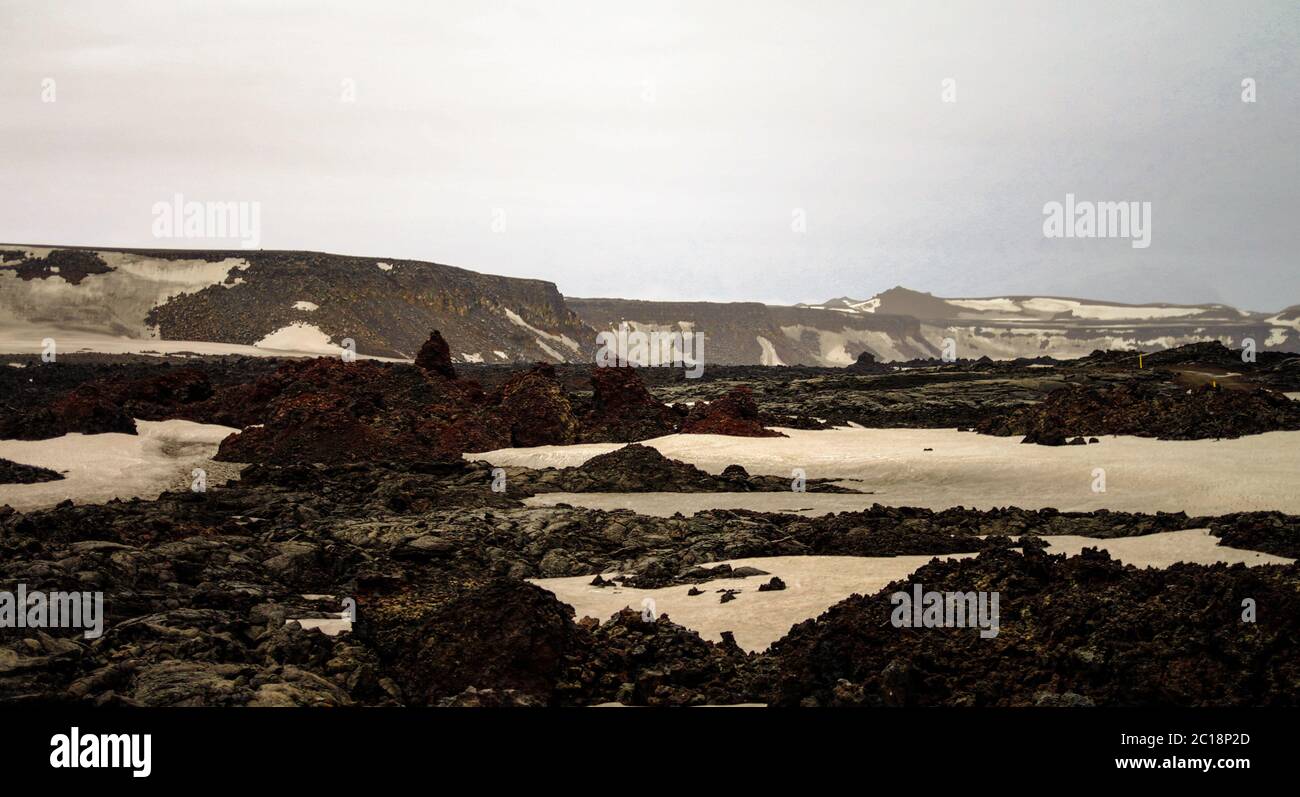 Panorama inside Askja volcano crater, Iceland Stock Photo - Alamy