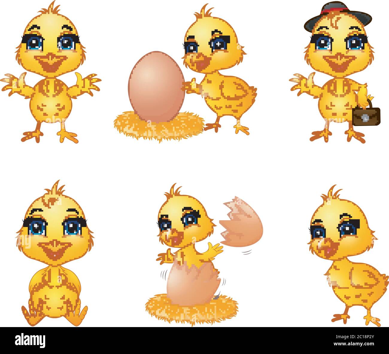 Set of cute cartoon baby chick Stock Vector Image & Art - Alamy