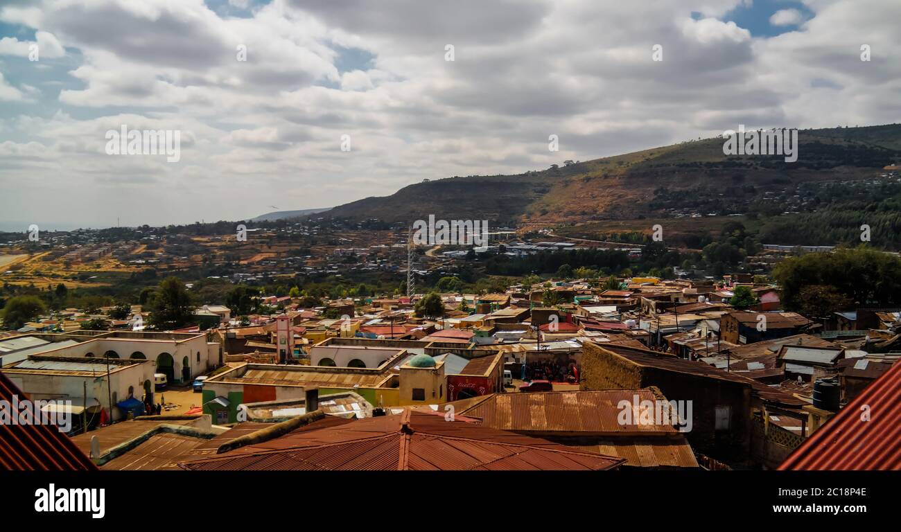 Aerial panorama view to old Harar city aka jugol Ethiopia Stock Photo ...