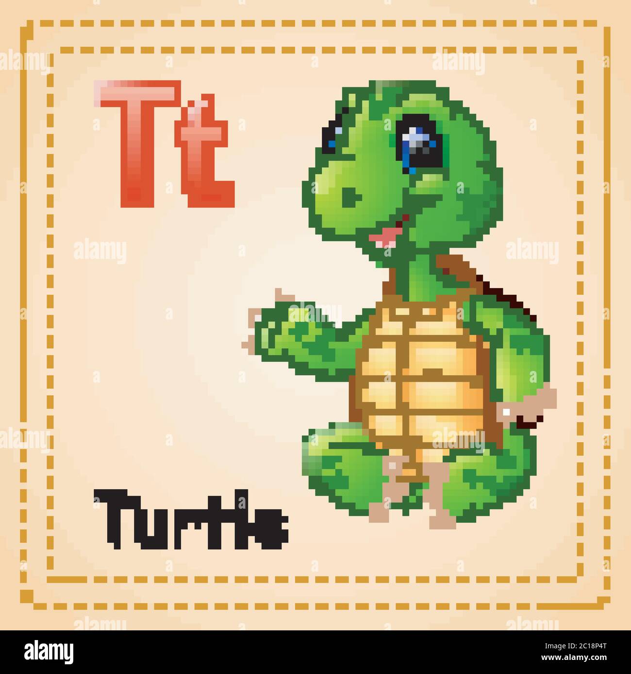 Vector illustration of Animals alphabet: T is for Turtle Stock Vector ...