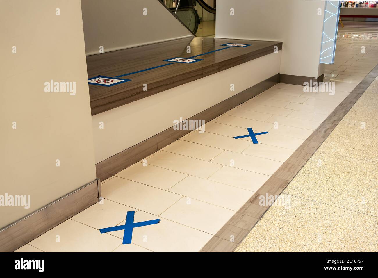 Epidemic protection measures in stores or shopping malls. Social ...