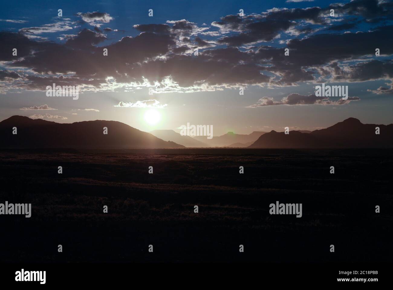 Sunset in the Namib desert., national park Namib-Naukluft Namibia Stock ...