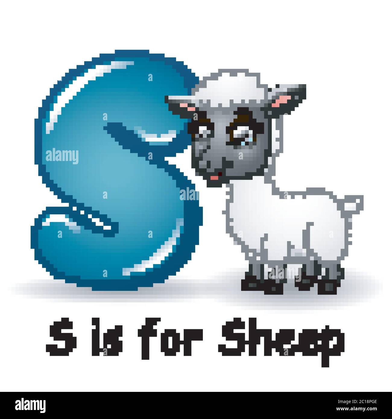 Vector illustration of Animals alphabet: S is for Sheep Stock Vector ...