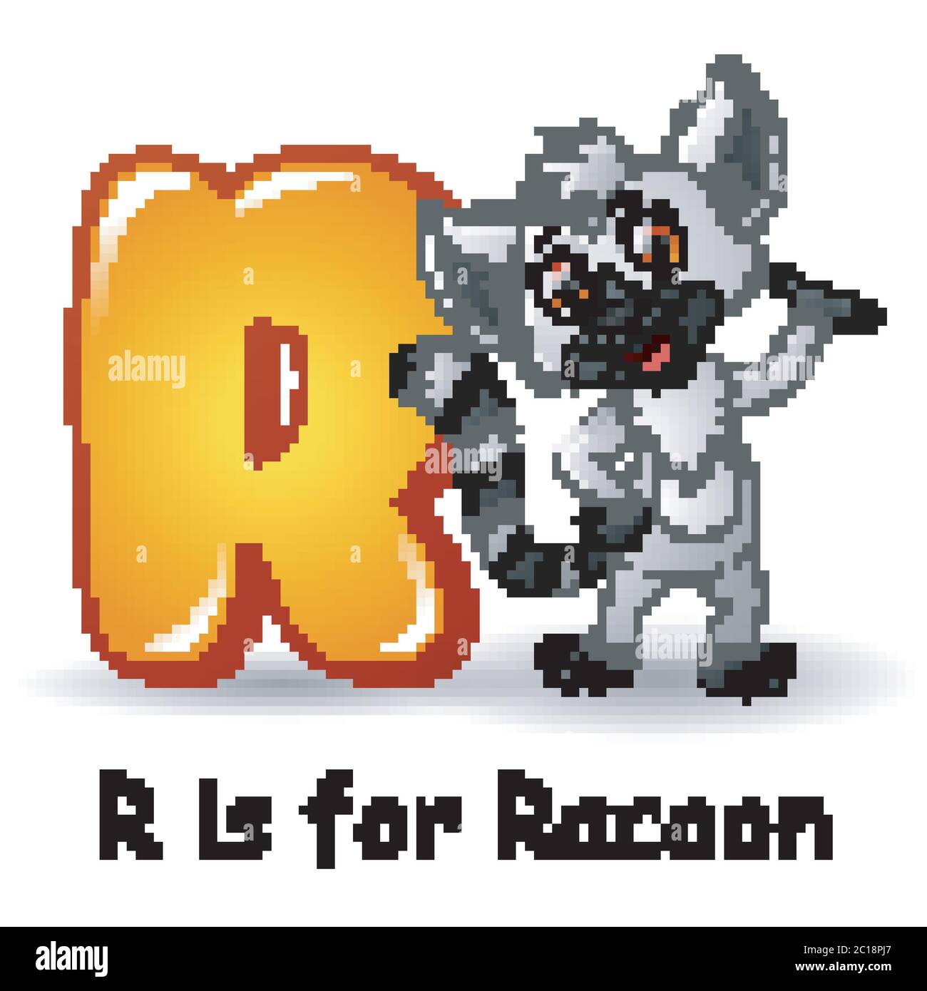 Vector illustration of Animals alphabet: R is for Raccoon Stock Vector ...