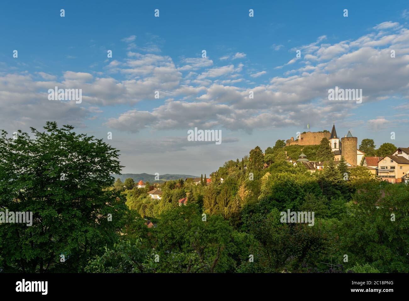 View of the town of Lindenfels and castle, Bergstrasse, Odenwald, Hesse ...
