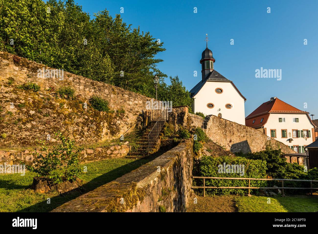 Catholic church and town fortification, Lindenfels, Odenwald, Hesse ...