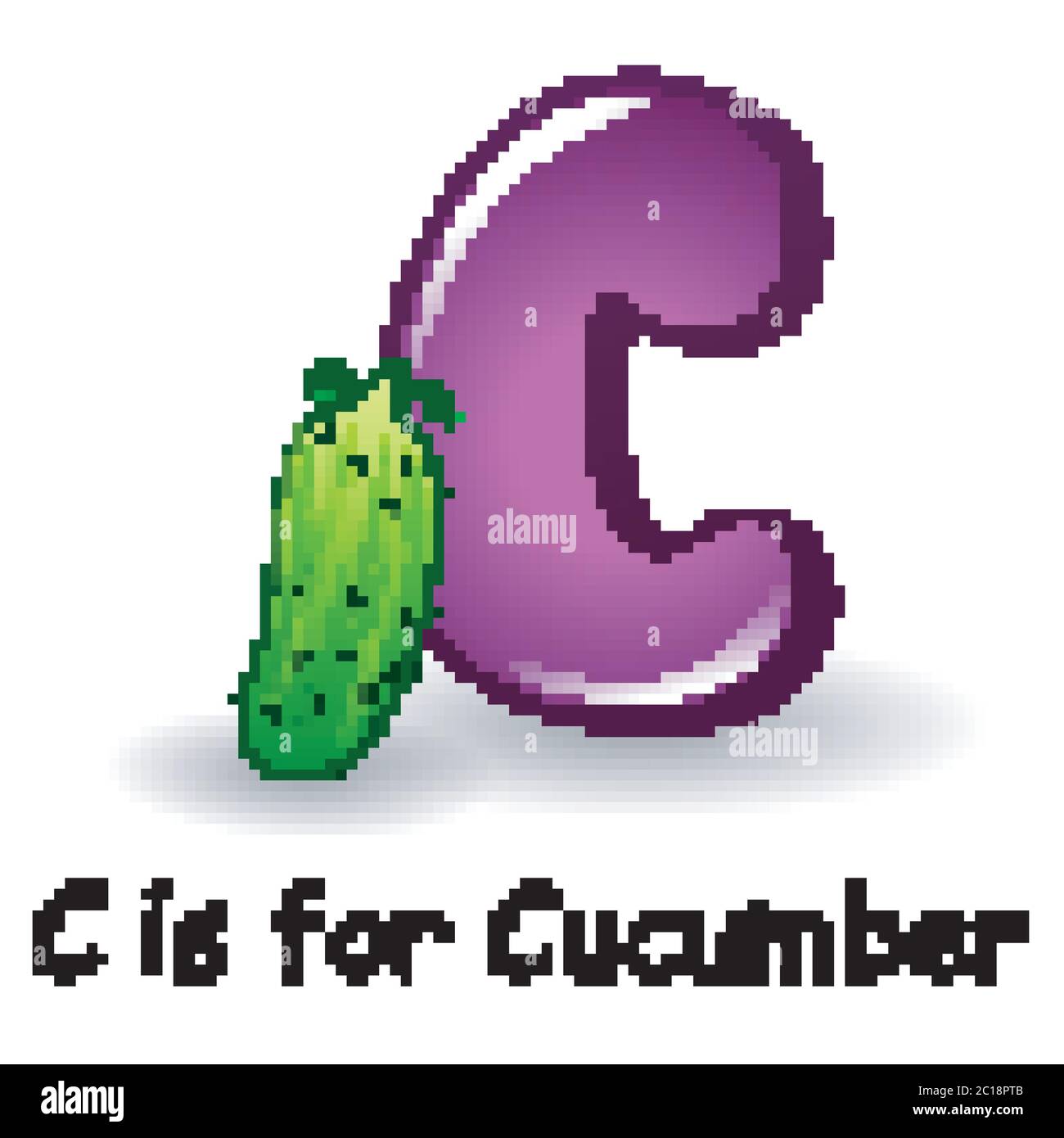 Vector illustration of Vegetables alphabet, C is for Cucumber Stock ...