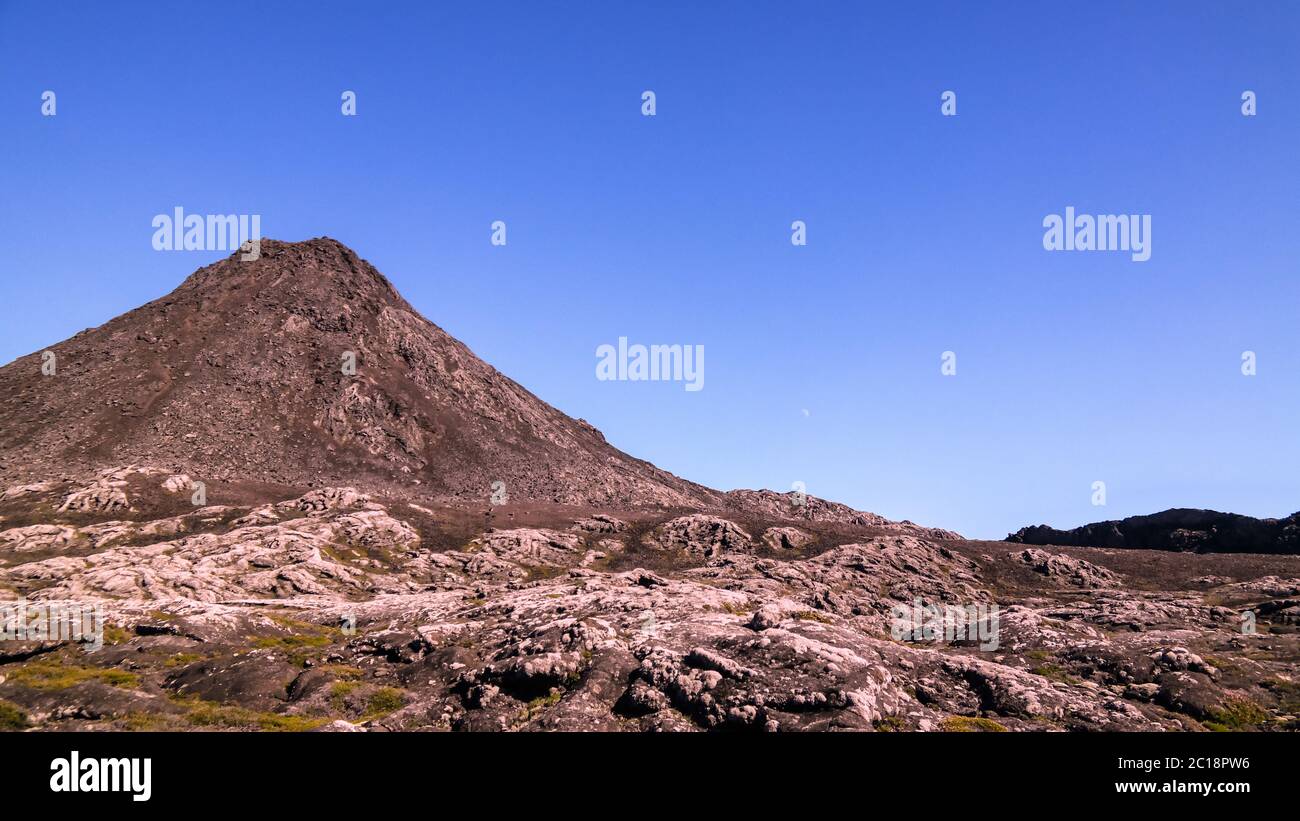 Panorama inside crater of Pico volcano and Piquinho pinnacle, Azores ...