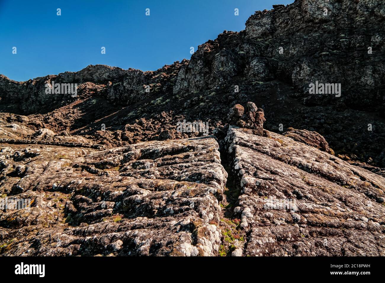 Panorama inside caldera of Pico volcano, Azores, Portugal Stock Photo ...